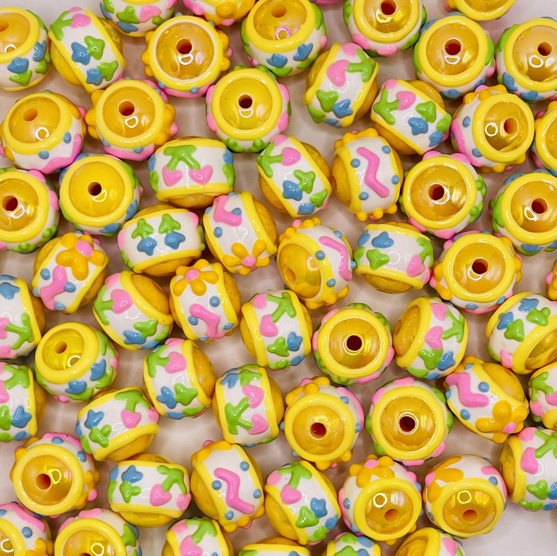 Hand-Painted Sunshine Floral Bead Mix,Bead Mix,DIYJewelry,CraftSupplies ...