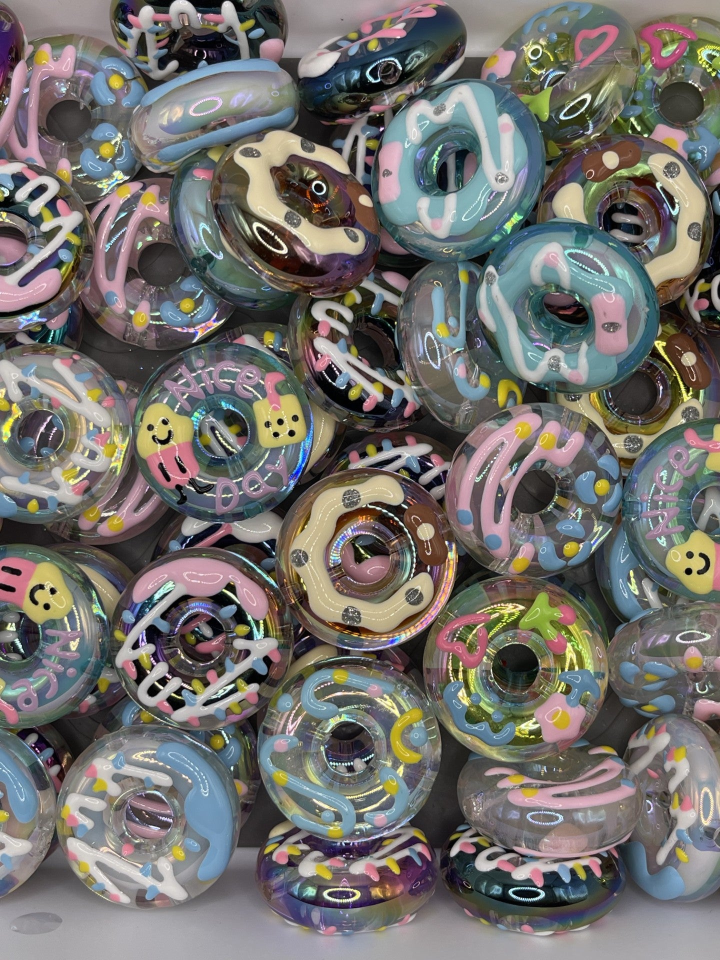Hand-Painted Sweet Donut Bead Mix,Bead Mix,DIYJewelry,CraftSupplies ...